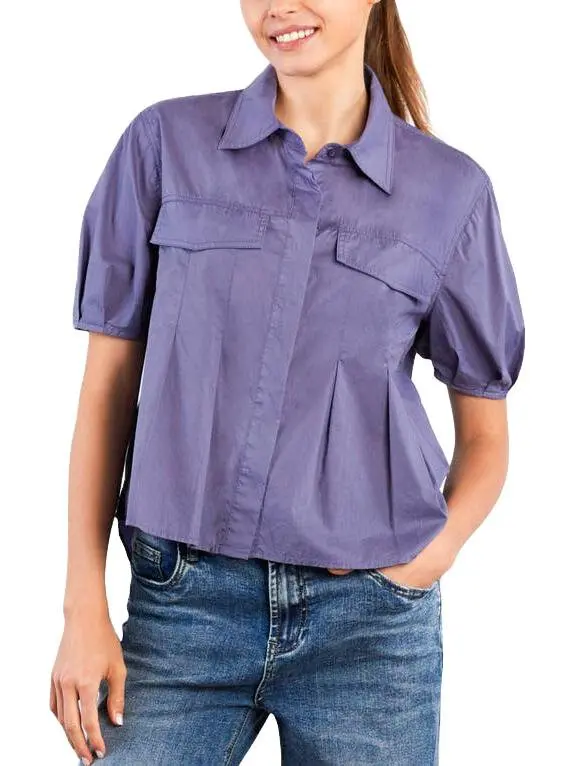 WASH LAB DENIM Princess Pleated Shirt - Blue Garnite