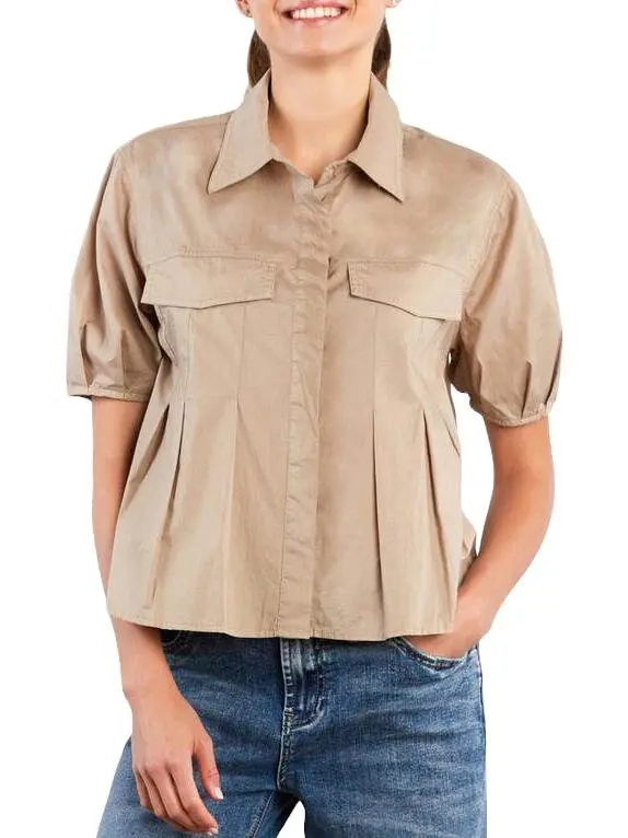 WASH LAB DENIM Princess Pleated Shirt - Cobblestone