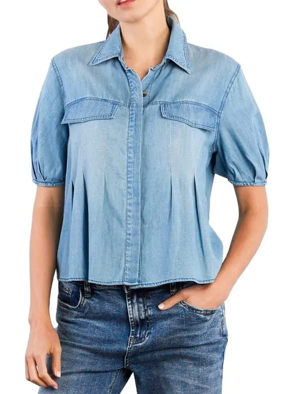 WASH LAB DENIM Princess Pleated Shirt - Denim