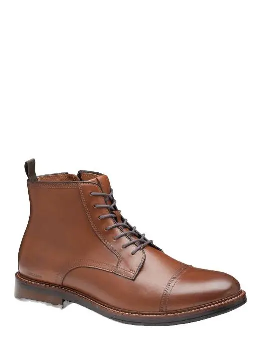 Johnston & Murphy Durham Waterproof Cap Toe Boot - Cognac Waterproof Full Grain