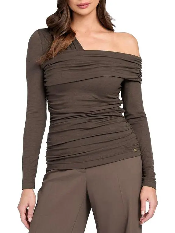 MARCIANO Shirred Asymmetric Top - Dark