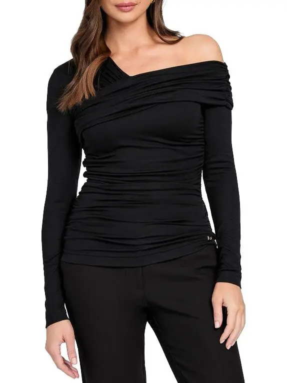 MARCIANO Shirred Asymmetric Top - Jblack-black
