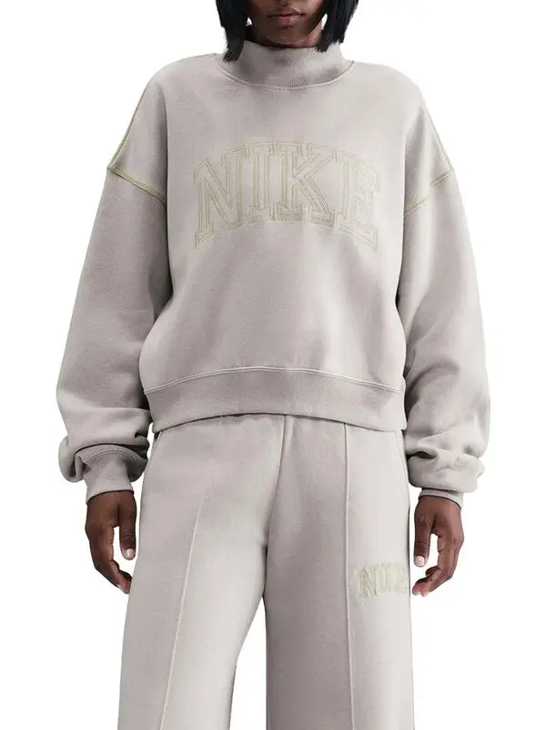Nike Sportswear Mock Neck Phoenix Fleece Oversize Sweatshirt - College Grey
