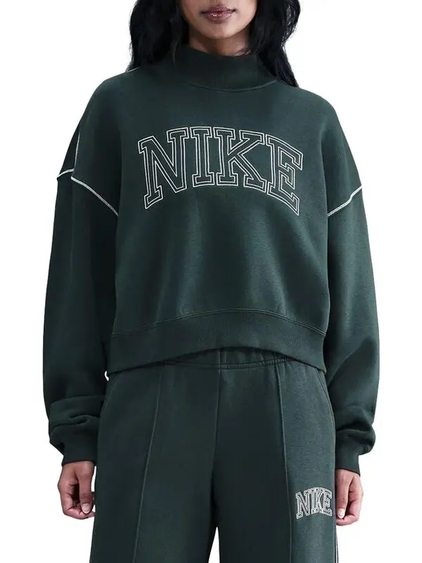 Nike Sportswear Mock Neck Phoenix Fleece Oversize Sweatshirt - Seaweed