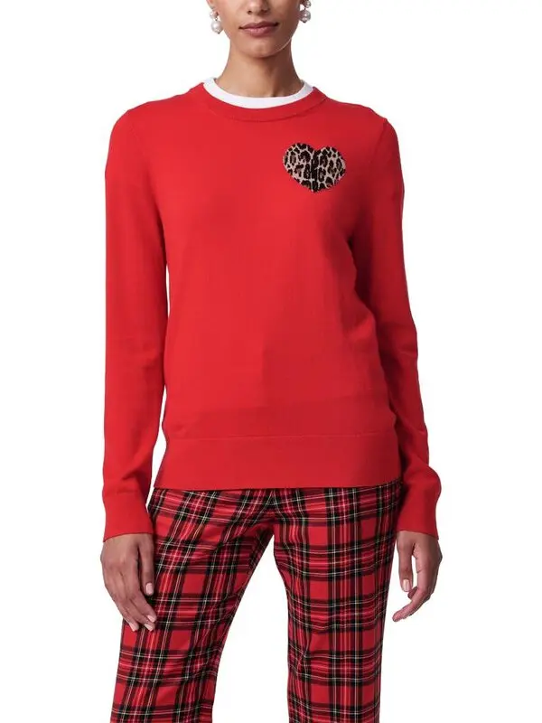 Trina Turk Jaguar Heart Merino Wool Sweater - Moulin Rouge