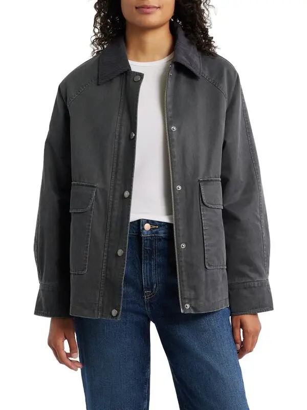 Lucky Brand Cotton Blend Barn Jacket - Gunmetal
