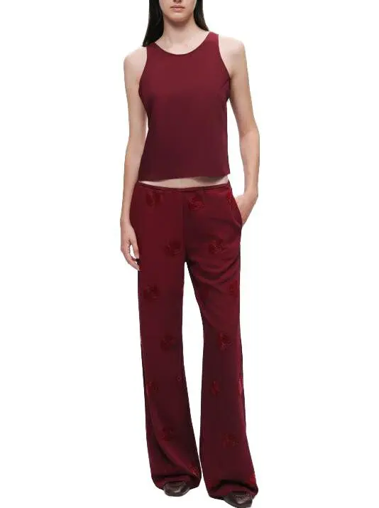 NOCTURNE Minimalist Sleeveless Crepe Top - Burgundy