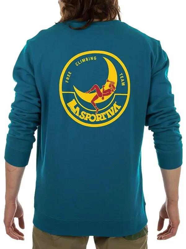 LA SPORTIVA Climbing On The Moon Crewneck Sweatshirt - Turchese/giallo
