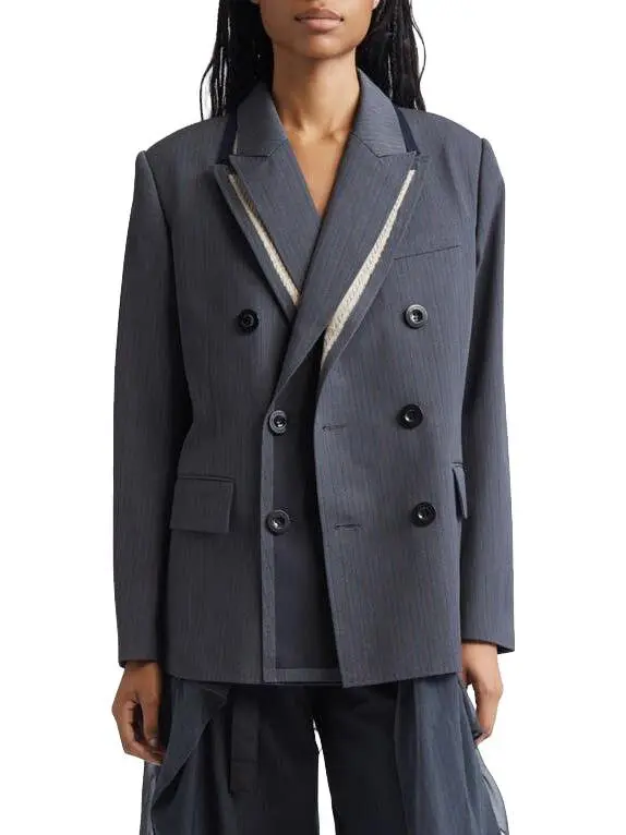 Sacai Striped Doeskin Jacket - Gray
