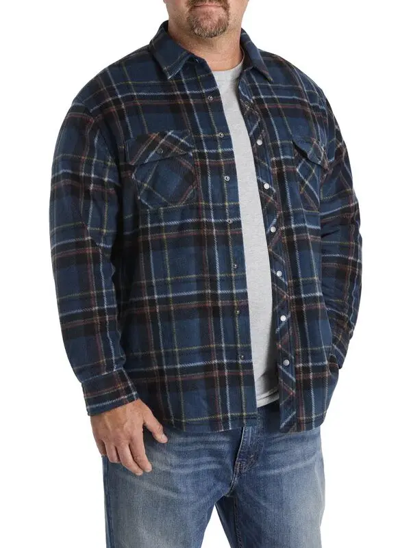 O'Neill Big & Tall Glacier Plaid Superfleece Flannel Shirt Jacket - Midnight Navy