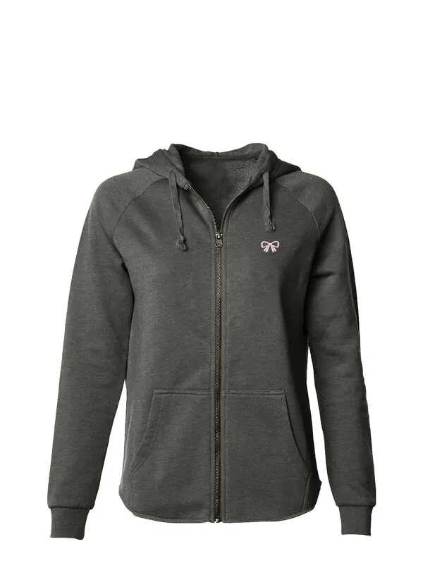 DALIX Bow Fleece Zip Up Hoodie - Shadow