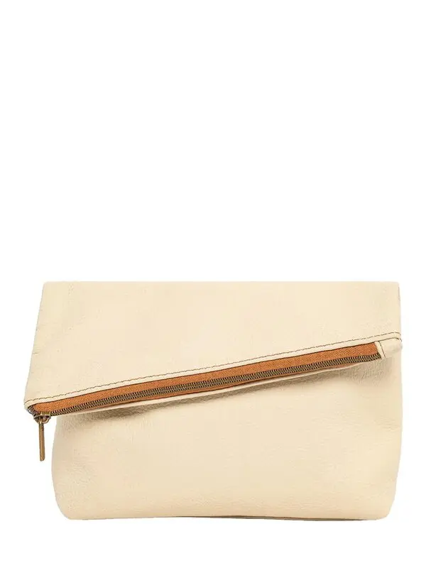 DEUX MAINS Asymmetric Makeup Bag - Bone