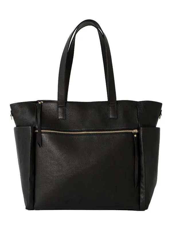 TAH Leather Laptop Tote Bag - Black