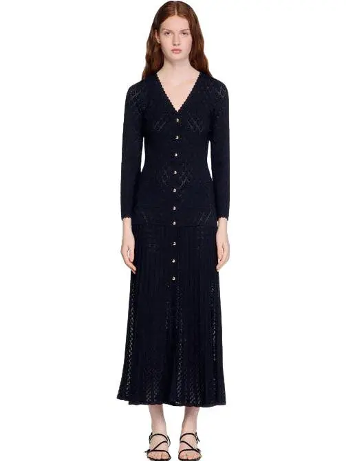 Sandro Decorative Knit Maxi Dress - Black