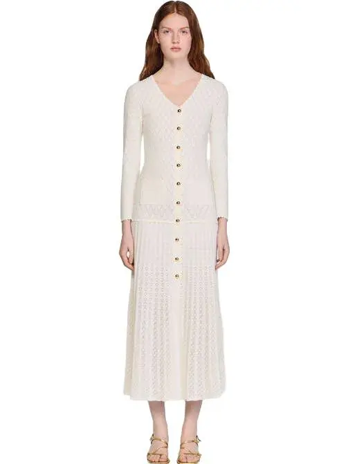 Sandro Decorative Knit Maxi Dress - Ecru