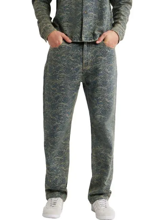 RIZORT Maze Cotton Blend Straight Pants - Indigo