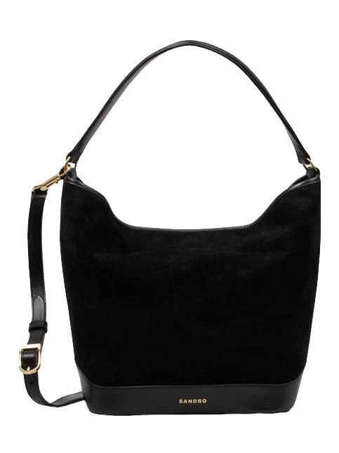 Sandro Soft Suede Shopping Bag - Black