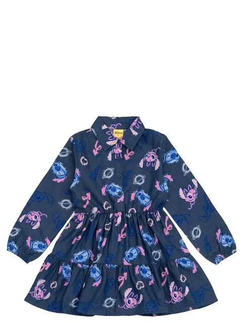 Disney Long Sleeve Chambray Shirt Dress - Lilo & Stitch Blue