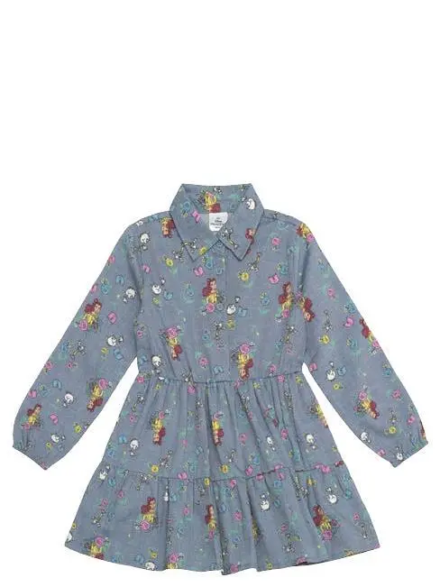Disney Long Sleeve Chambray Shirt Dress - Princess Belle Blue Blue