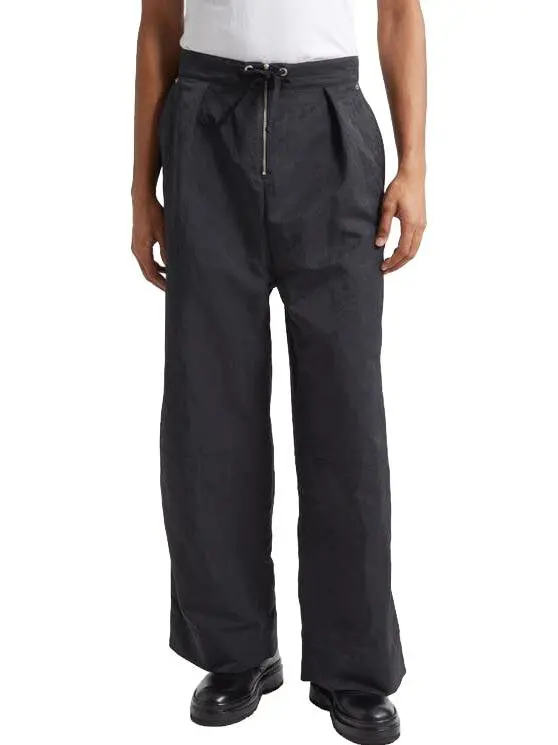 Ami Wide Leg Nylon Pants - Anthracite