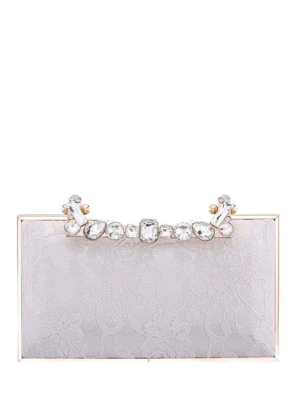 Nina Crystal Lace Clutch - Ivory