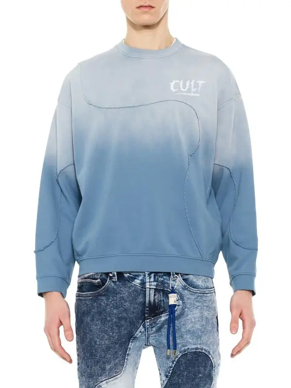 CULT OF INDIVIDUALITY Pieced Dip Dye Sweatshirt - Blue Steel