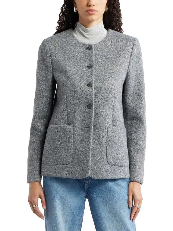 Nordstrom Textured Collarless Jacket - Grey Heather