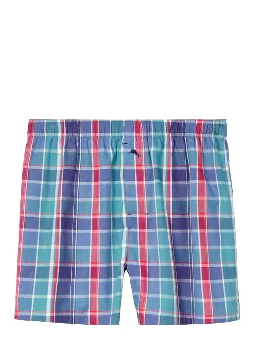 Tommy Bahama Print Boxer Shorts - Blue Plaid