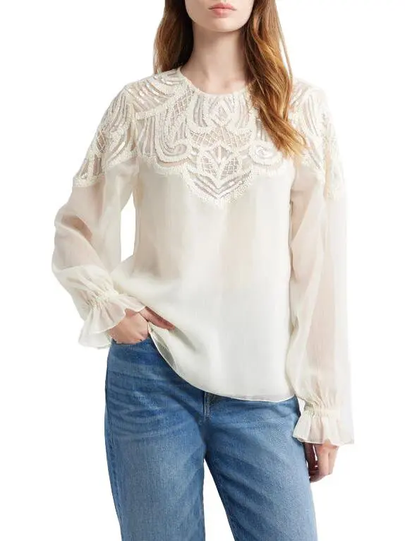 LIPSY Artwork Embellished Top - Cream