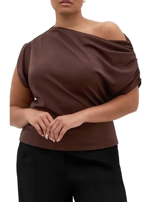 City Chic Imani One-shoulder Top - Chocolate
