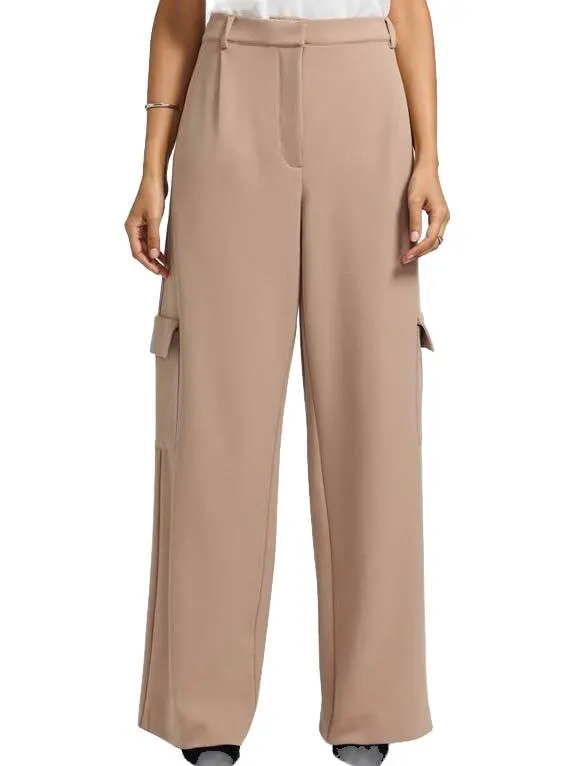 Foxcroft Elizabeth Wide Leg Pants - Khaki Beige