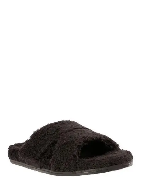 REVITALIGN Callie High Pile Fleece Slide Slipper - Black