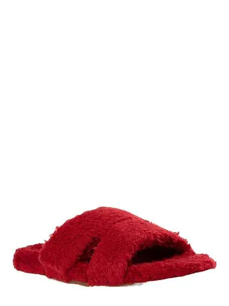 REVITALIGN Callie High Pile Fleece Slide Slipper - Cranberry