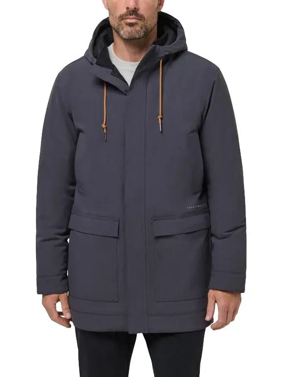 Travis Mathew Mountain Pass Waterproof Hooded Long Jacket - Ebony
