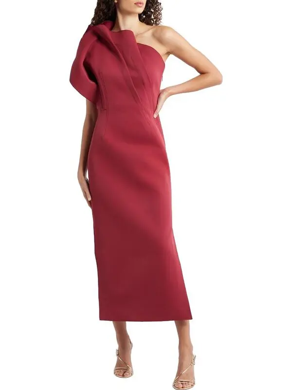 Acler Hawkley One-shoulder Midi Dress - Bordeaux