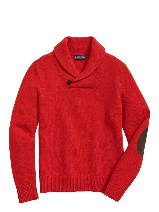 Brooks Brothers Wool Shawl Collar Sweater - Red Twist