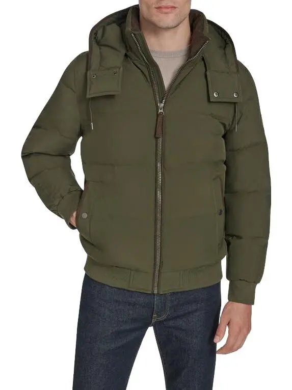 Andrew Marc Langham Water-resistant Hooded Puffer Bomber Jacket - Forest