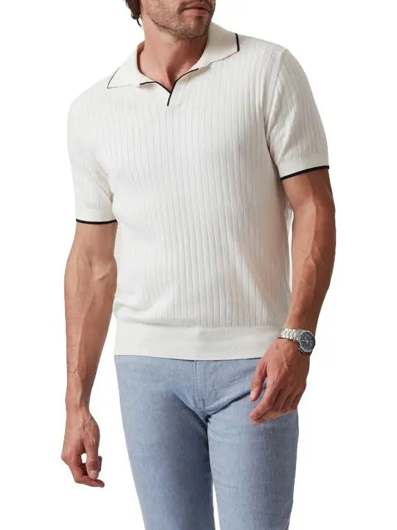 34 Heritage Johnny Collar Polo Sweater - Off White