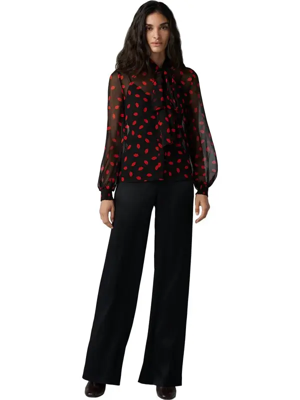 Diane Von Furstenberg Garcele Blouse - Capsule Lips Signature Red