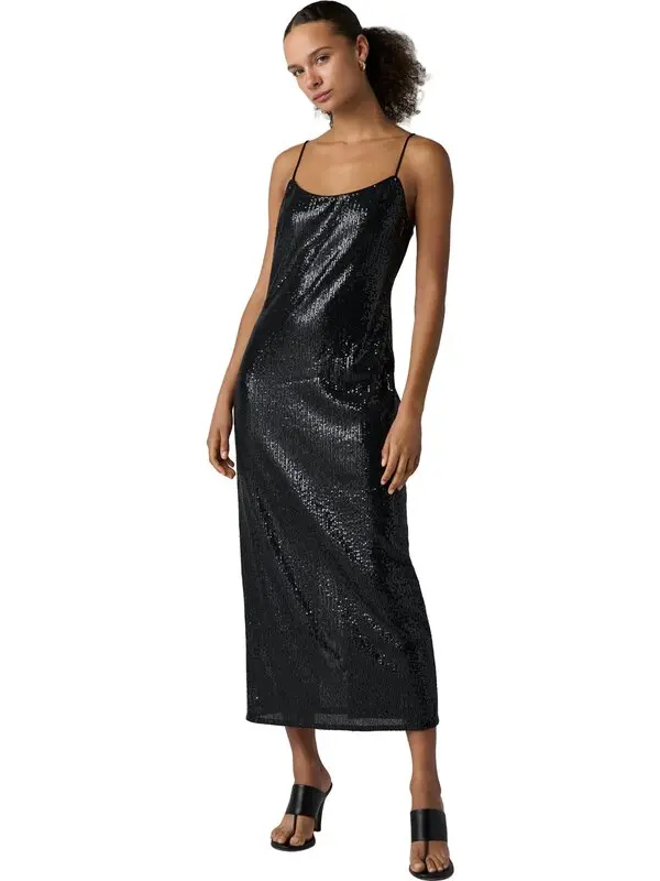 Diane Von Furstenberg Jane Sequin Slip Dress - Black Sequin