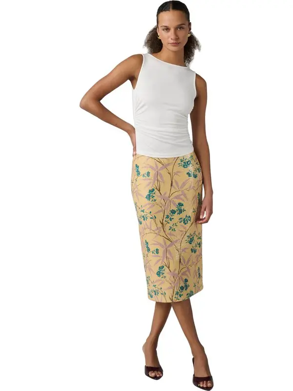 Diane Von Furstenberg Bianca Sequin Midi Skirt - Bamboo Blooms Biscuit