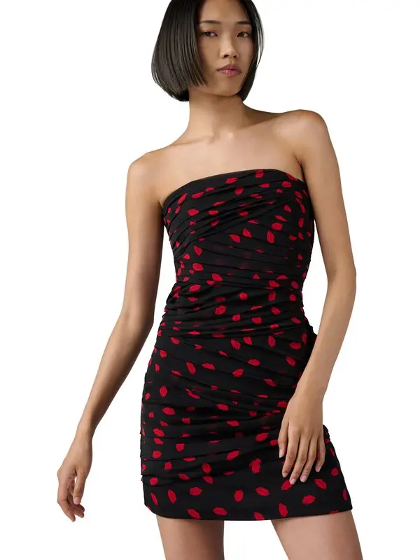 Diane Von Furstenberg Fabi Mini Dress - Capsule Lips Signature Red