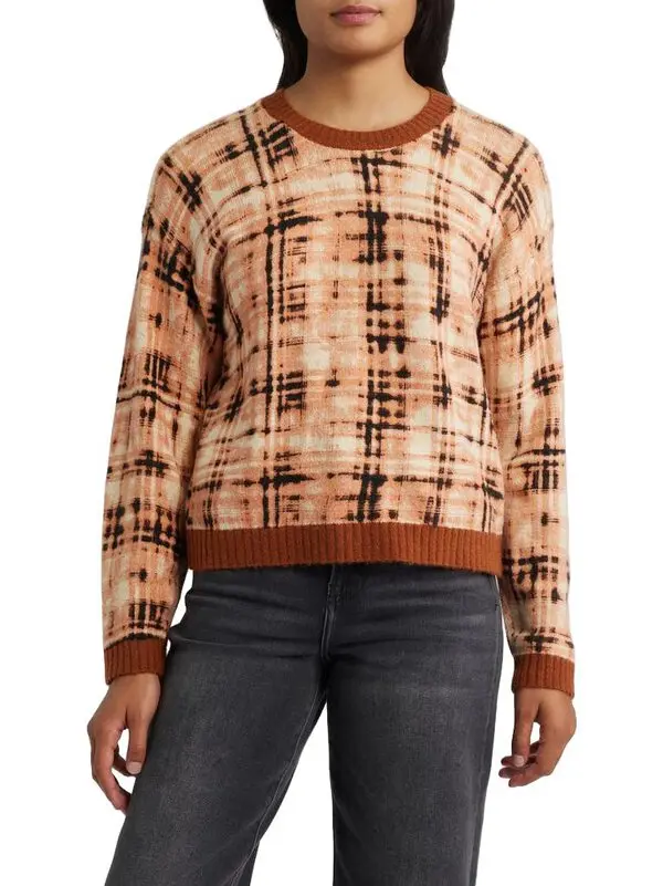 CITY BLUES Relaxed Fit Crewneck Sweater - Brown
