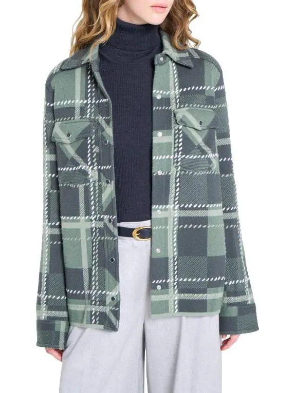 TWP Ranchers Plaid Cashmere Snap-up Shirt - Grey Green Multi