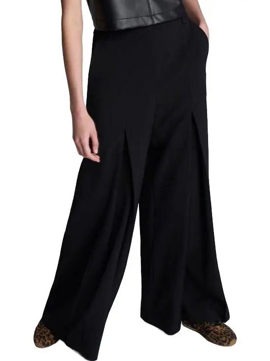 KENNETH COLE Inverted Pleat Wide Leg Pants - Black