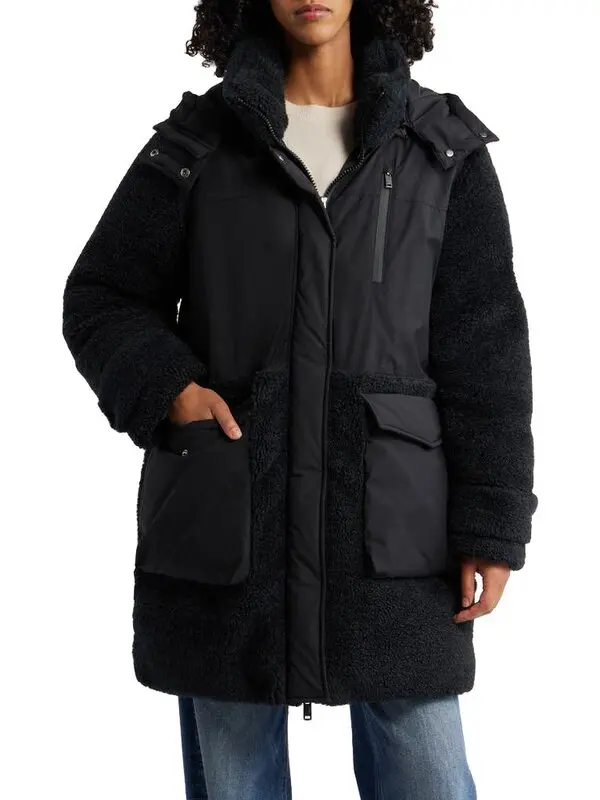 UGG Kaysin Fleece Trim Down Parka - Black