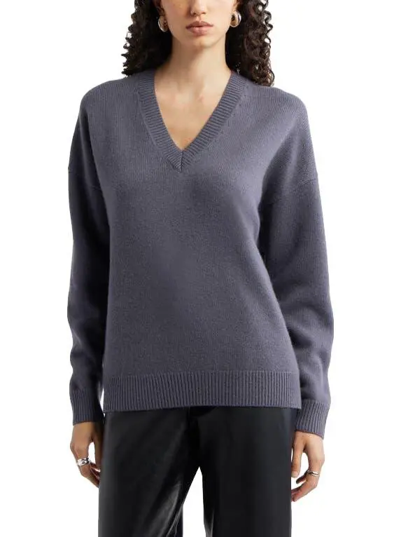 Nordstrom Wool And Cashmere V-neck Pullover - Grey Agate