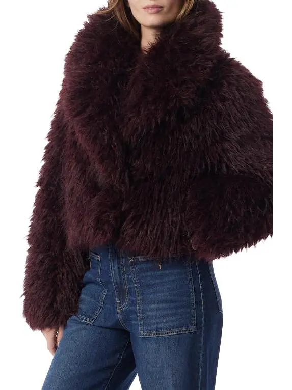 DO BY DEE OCLEPPO Pilar Faux Fur Jacket - Maroon Banner
