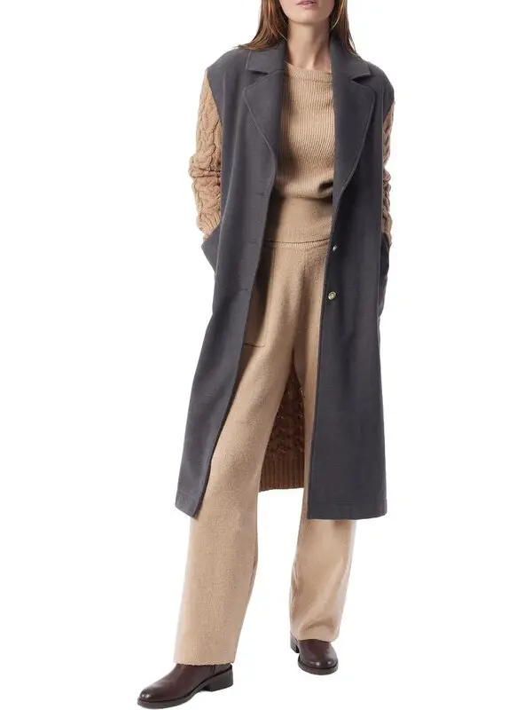 DO BY DEE OCLEPPO Adara Mixed Media Coat - Dark Heather Grey