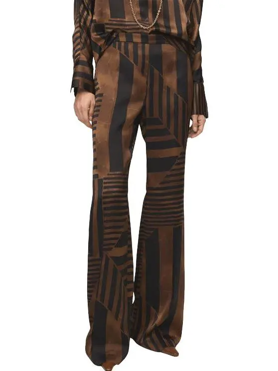 Mango Satin Stripe Pants - Brown